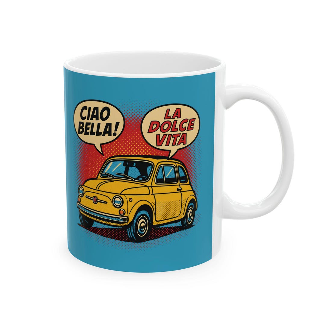 Fiat 500 Mug Retro Italian Car Coffee Cup La Dolce Vita Gift - Etsy