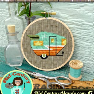 Camper Cross Stitch Pattern Retro Mid-century Modern Shasta Travel ...