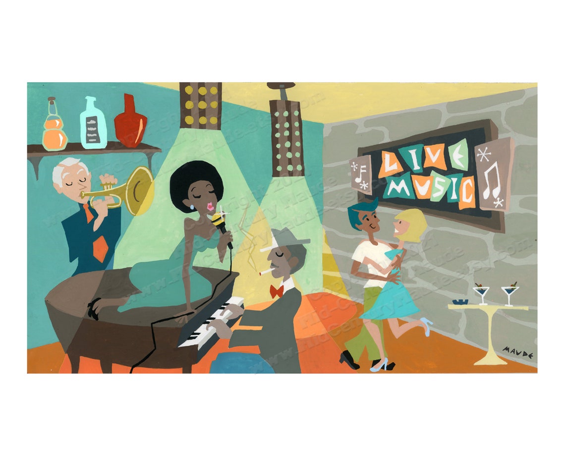 Cocktail Lounge Mid Century Modern Art Print Poster Retro - Etsy