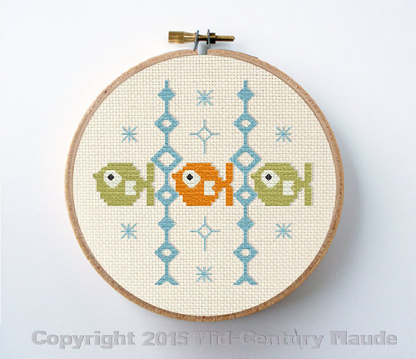 Mid Century Modern Fish Cross Stitch Pattern Small Retro - Etsy