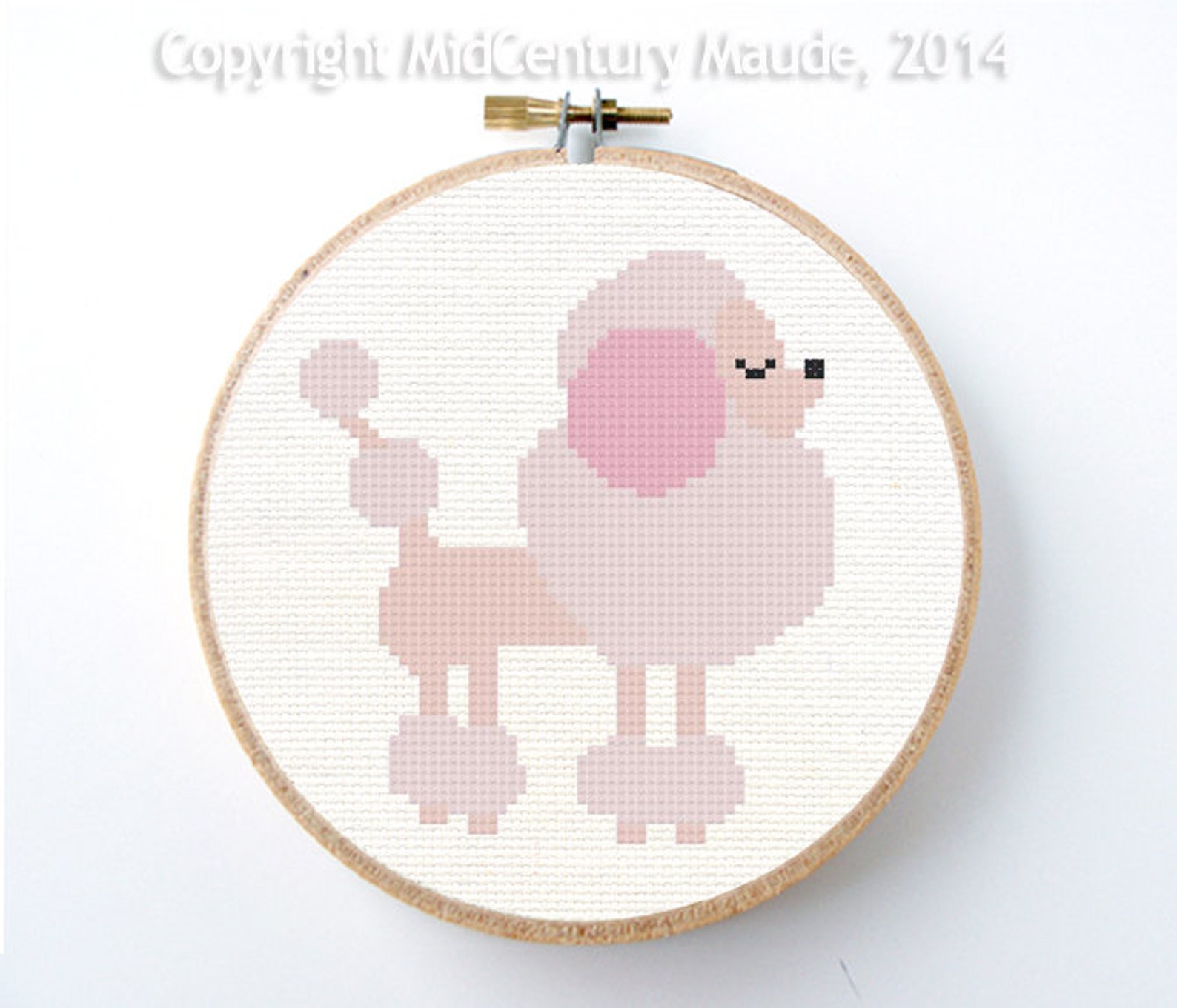 Poodle Cross Stitch Pattern Pink French Dog PDF Download Small - Etsy