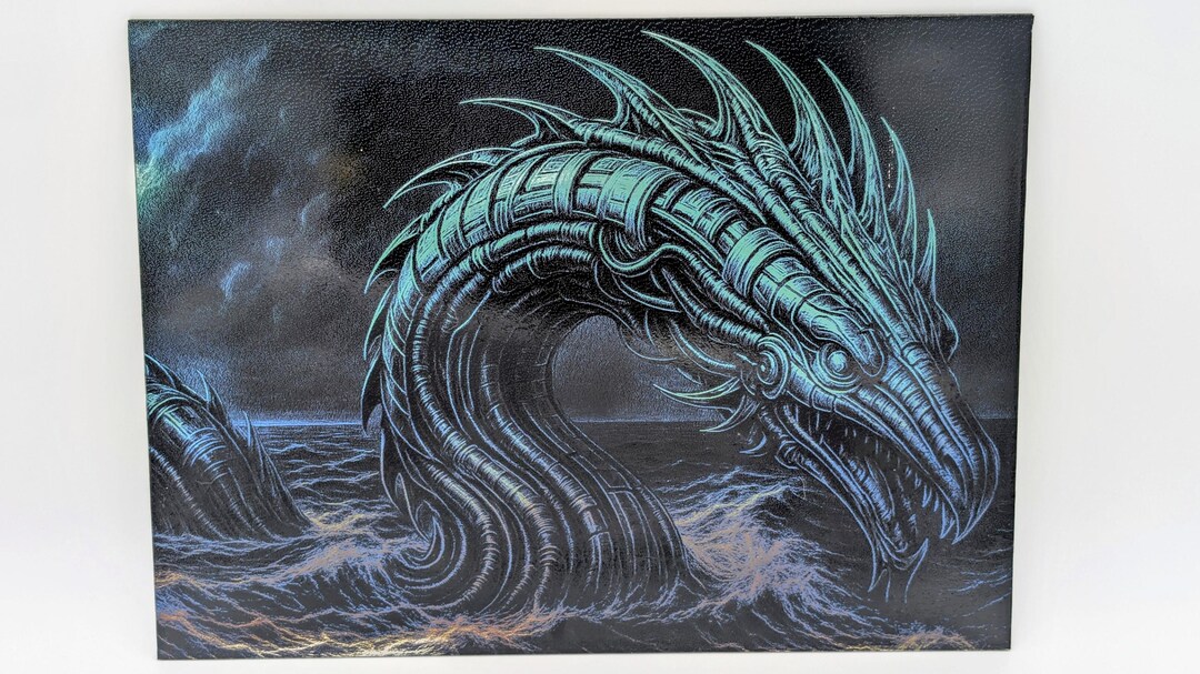 Mechanical Sea Monster – Laser Ablated Metal Panel - Etsy