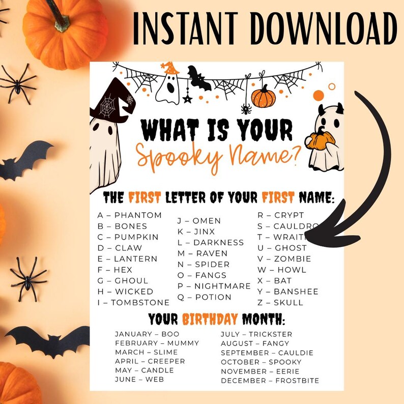 Spooky Halloween Name Game Printable: Fun Party Activity (instant ...