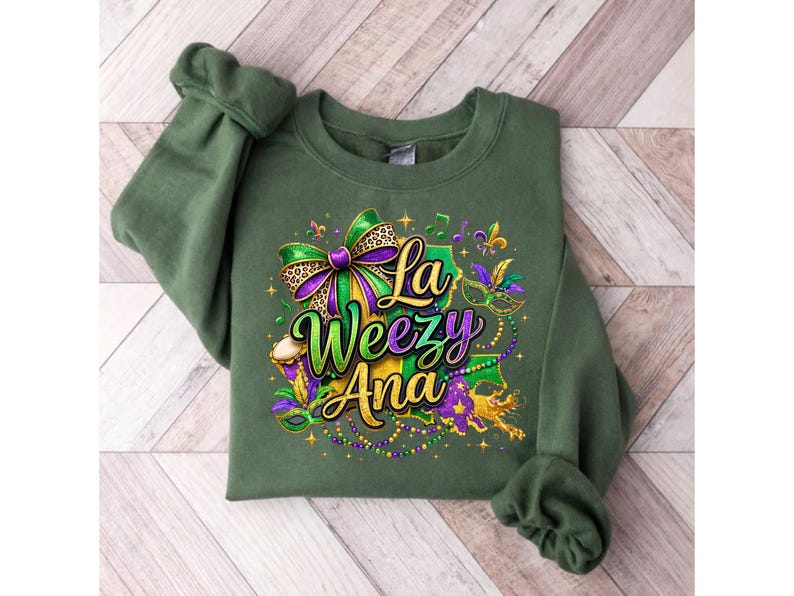 La Weezy Ana Sweatshirt, Mardi Gras Sweatshirt, Louisiana Mardi Grass ...