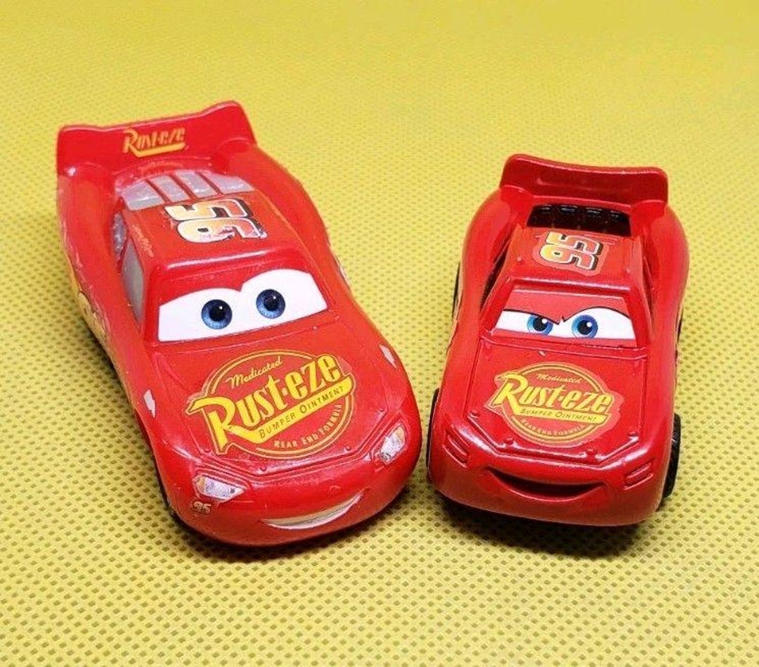Disney Pixar Cars Lightning Mcqueen Rust-eze Plastic Car Toy and Rev N ...
