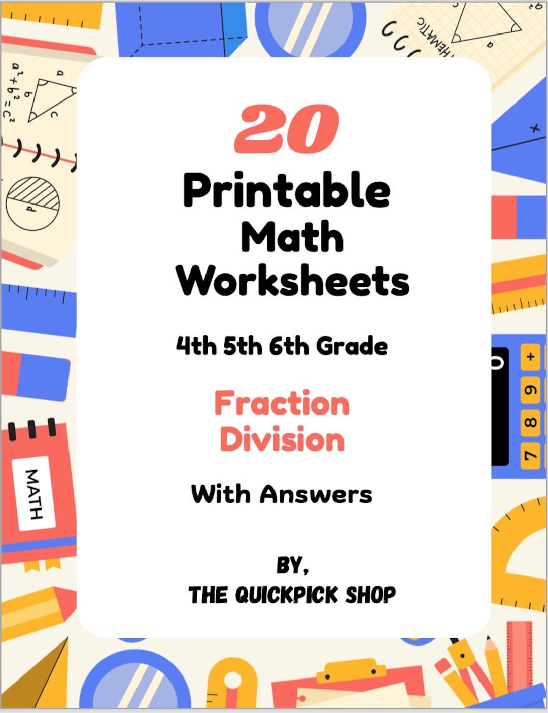 Fraction Division Worksheets: Math Practice for Grades 4-6 (printable ...