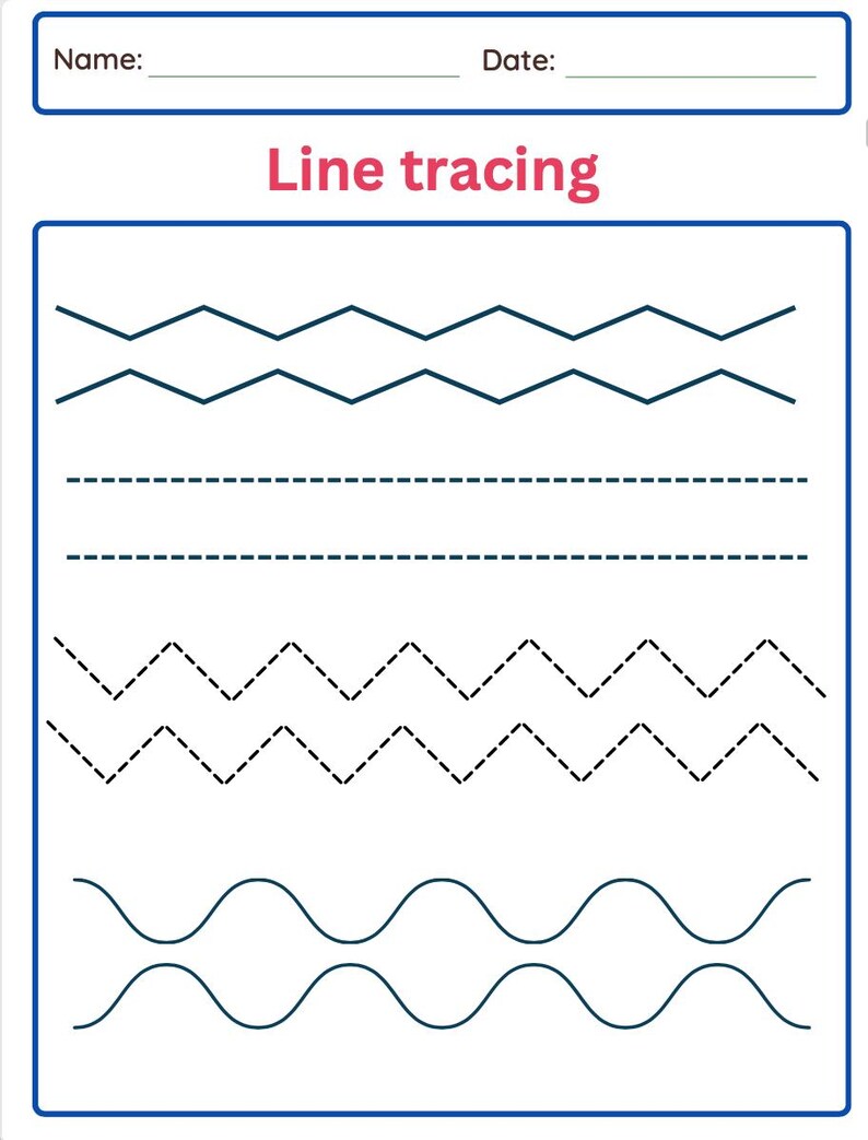 Preschool Tracing Worksheets | Line, Shapes, Alphabet (PDF) - Etsy