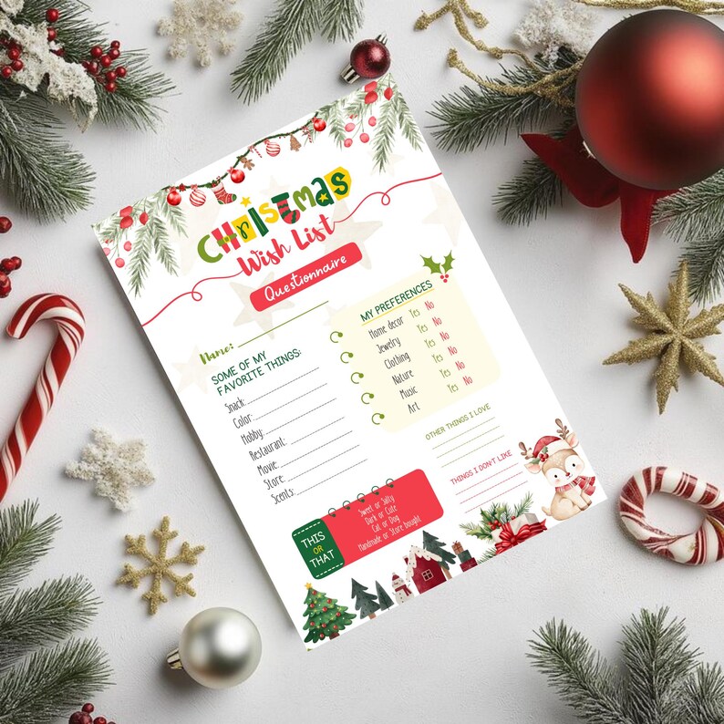 Christmas Wish List Questionnaire Printable (PDF) - Etsy