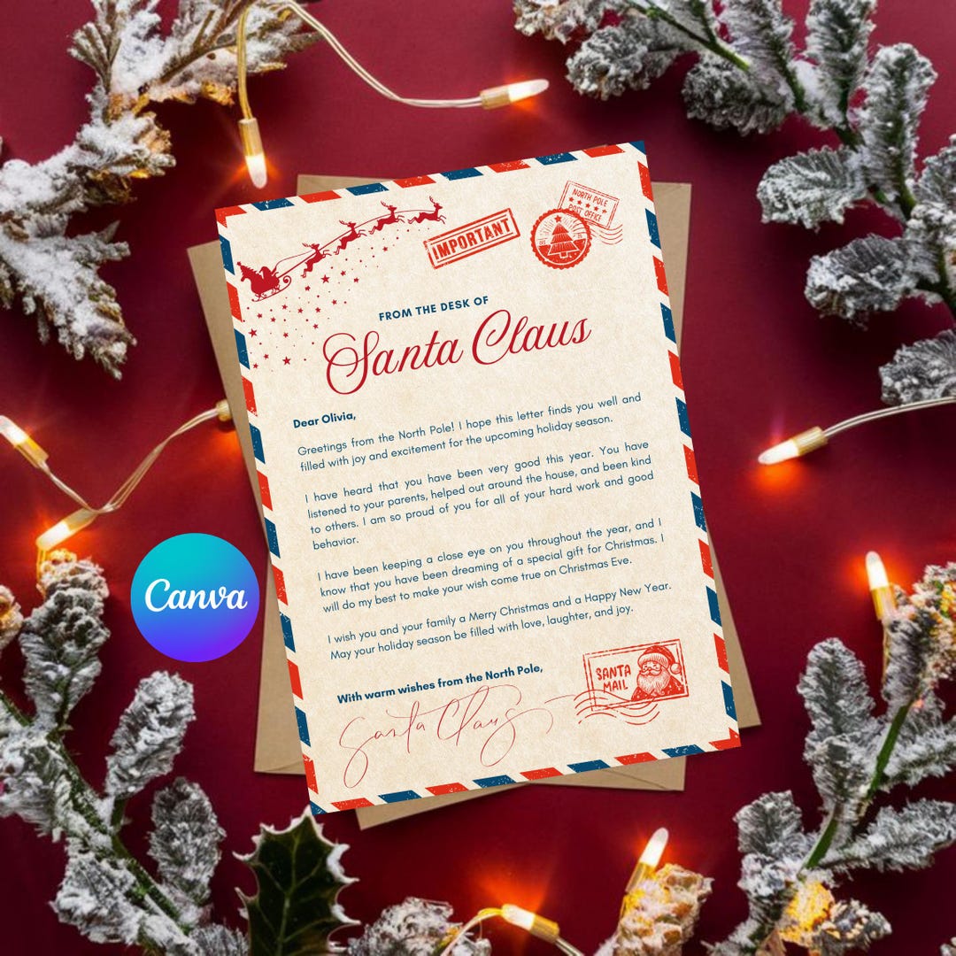 Editable Personalized Letter From Santa Claus, From the Desk of Santa ...