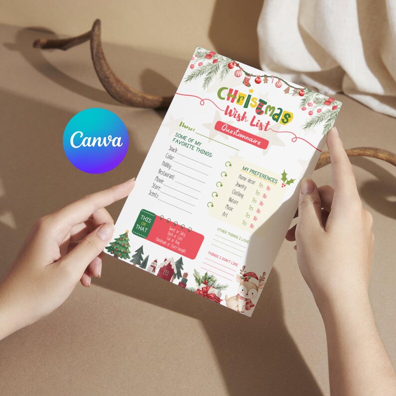 Christmas Wish List Questionnaire Printable (PDF) - Etsy