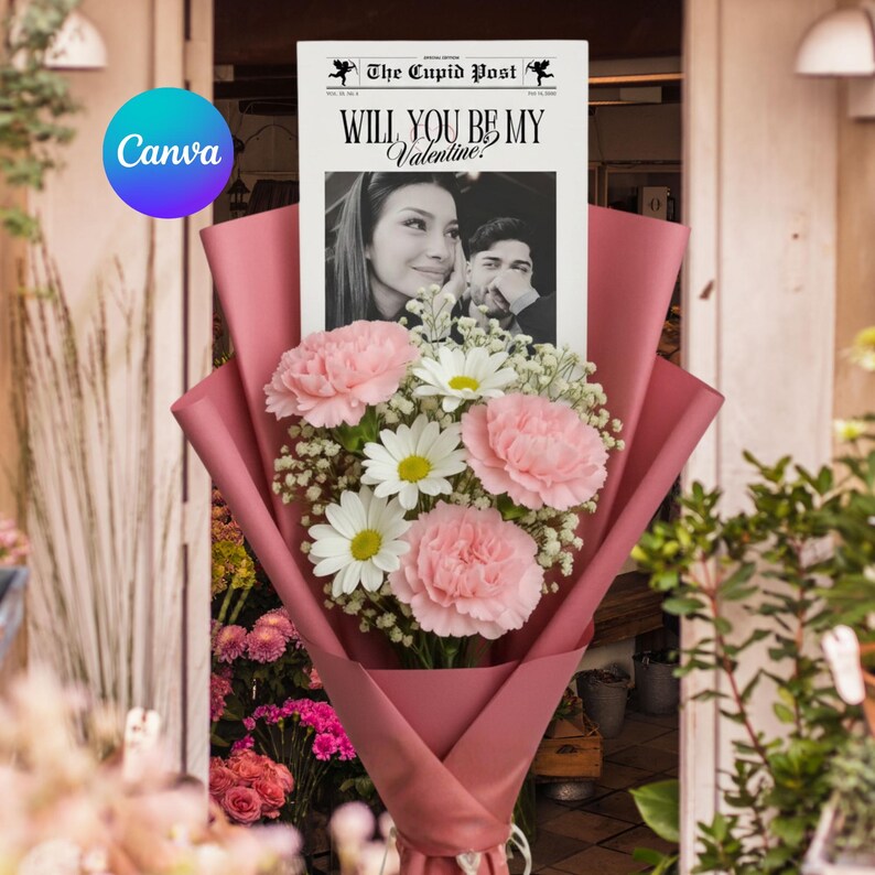 Valentine's Cupid Post Newspaper Template: Valentine Flower Wrap Insert ...