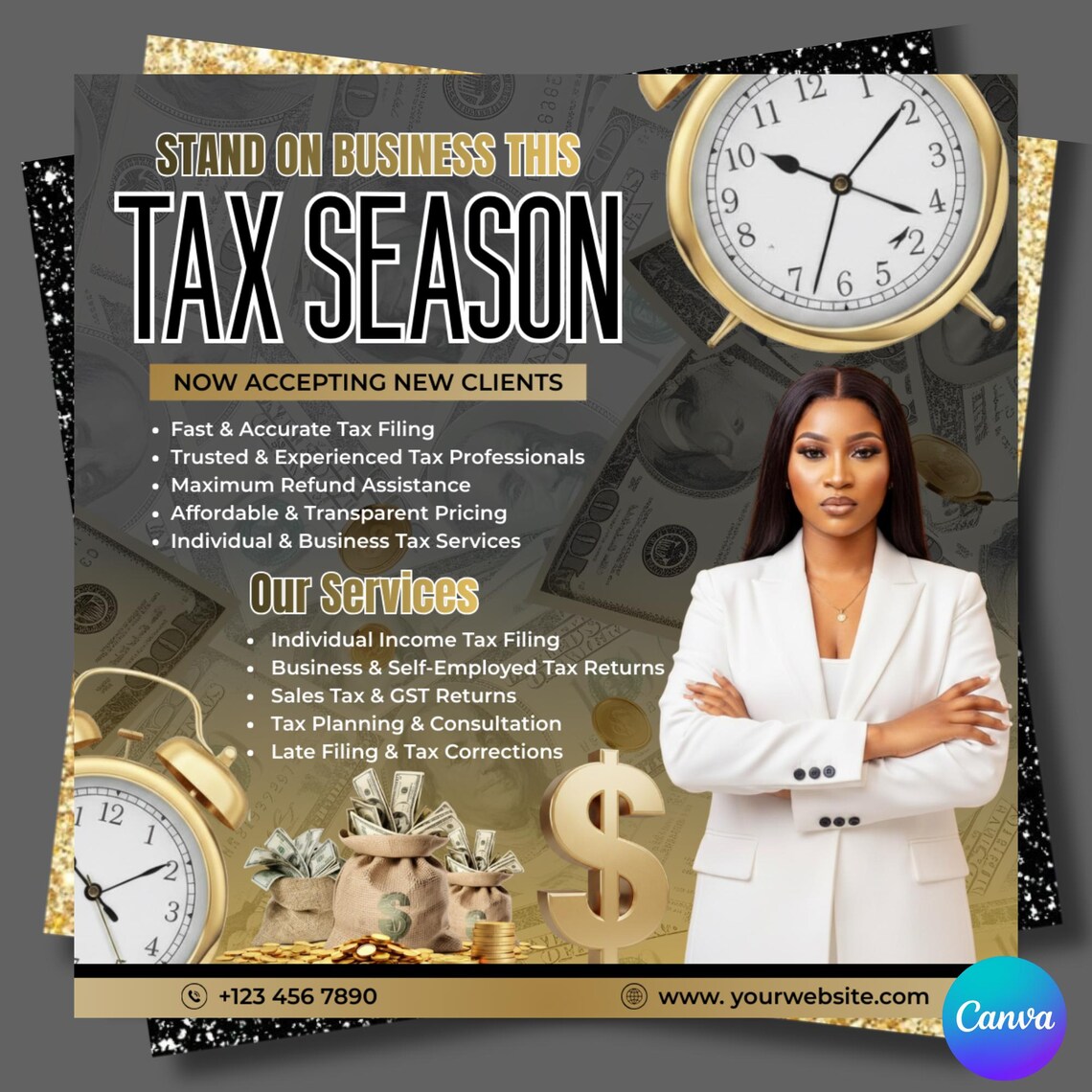 Editable Tax Prep Flyer Template | Luxury Income Tax Services Flyer ...