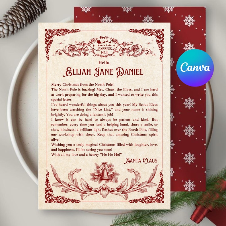 Editable Santa Letter Template, Personalized Letter From Santa Claus ...