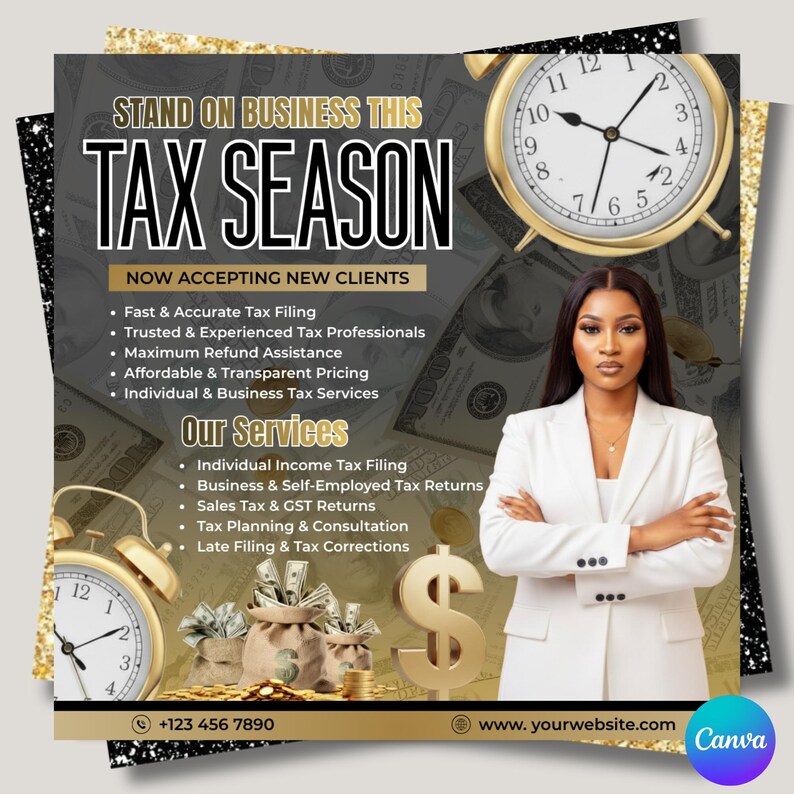 Editable Tax Prep Flyer Template | Luxury Income Tax Services Flyer ...