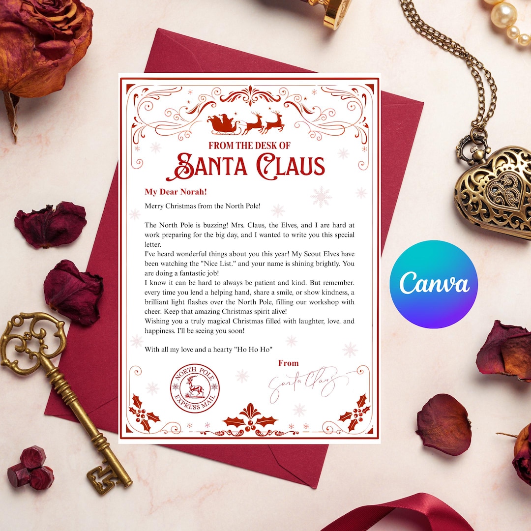 Editable Santa Letter Template, Personalized Letter From Santa Claus ...