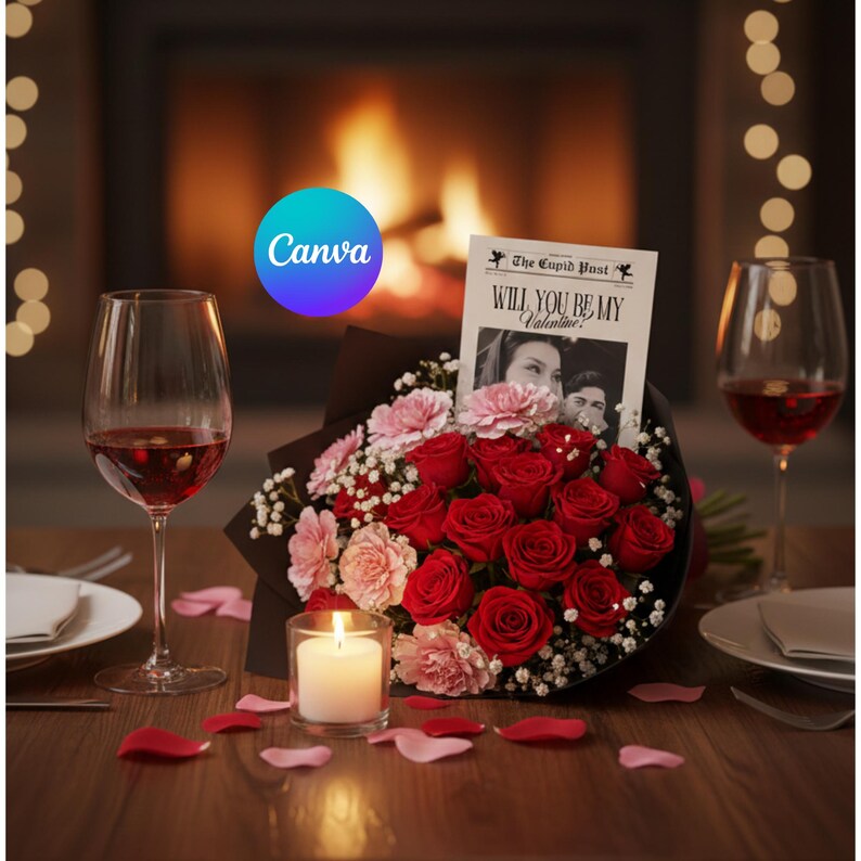 Valentine's Cupid Post Newspaper Template: Valentine Flower Wrap Insert ...