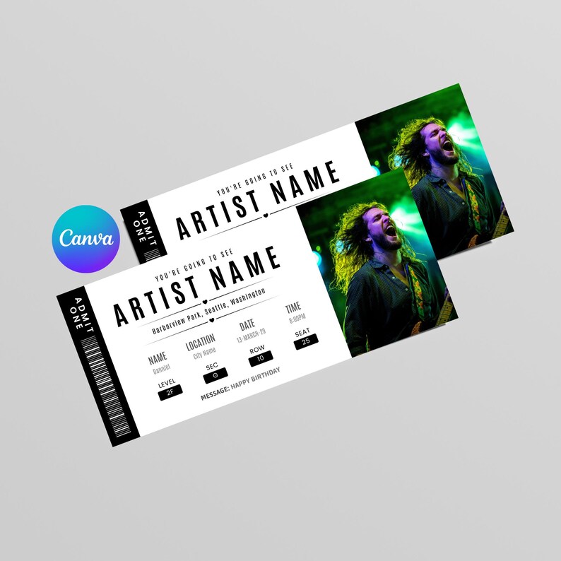 Editable Concert Ticket Template, DIY Event Ticket, Surprise Gift ...