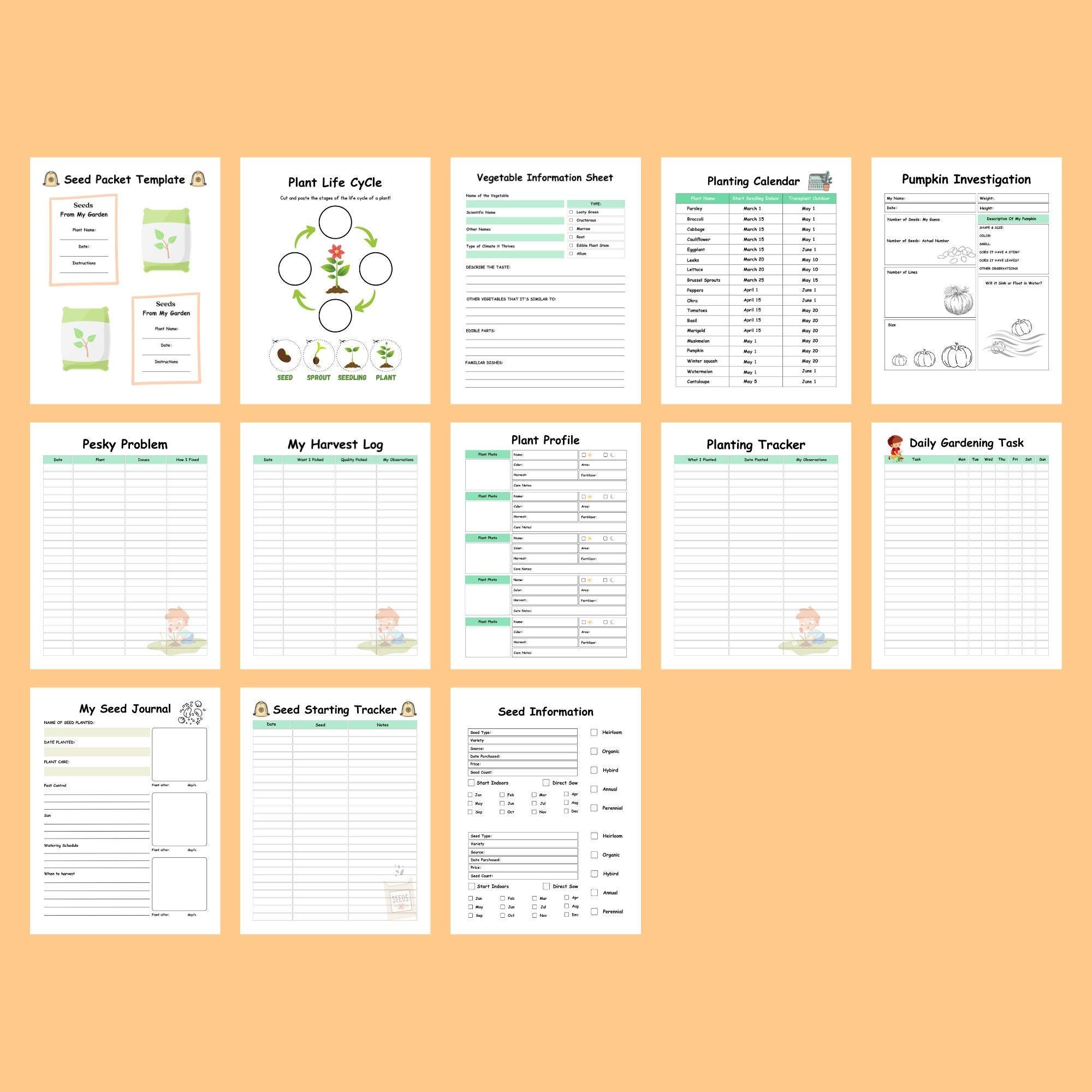 Kids Garden Planner: Printable Gardening Journal & Activity Book (PDF ...