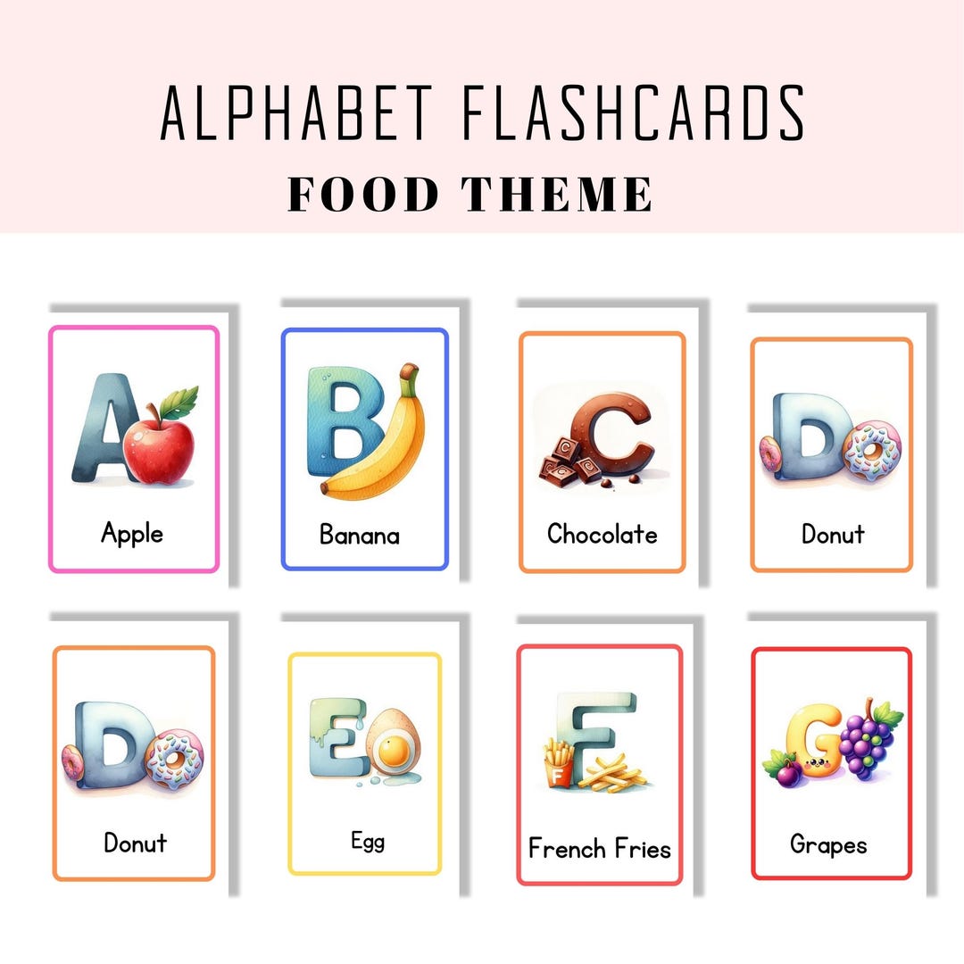Alphabet Food Flashcards for Kids | ABC Printable Learning Cards ...