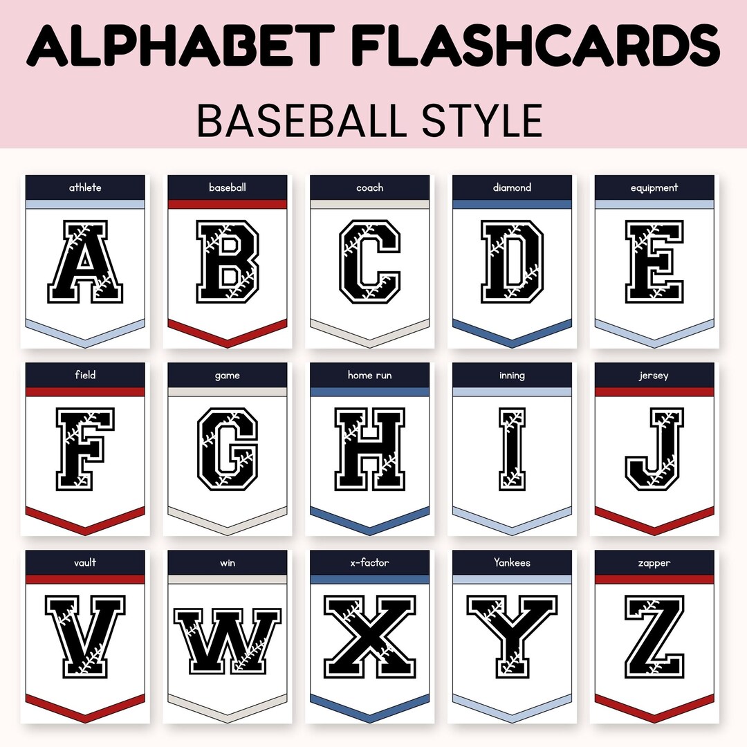 Baseball Alphabet Flashcards: Sports ABC Learning (printable PDF) - Etsy