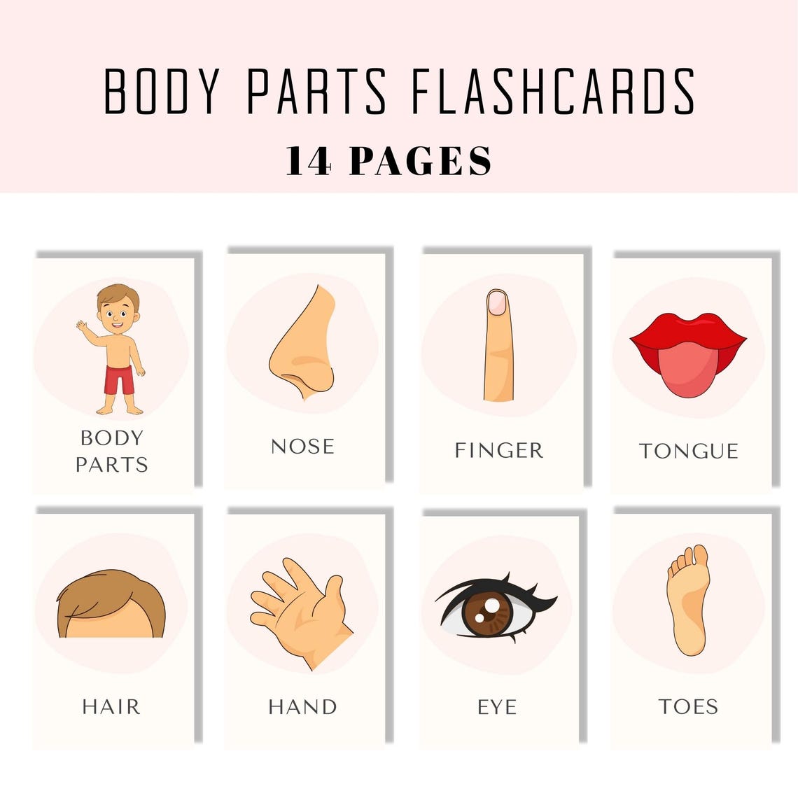 Body Parts Flashcards for Kids | Printable Learning Cards | Educational ...