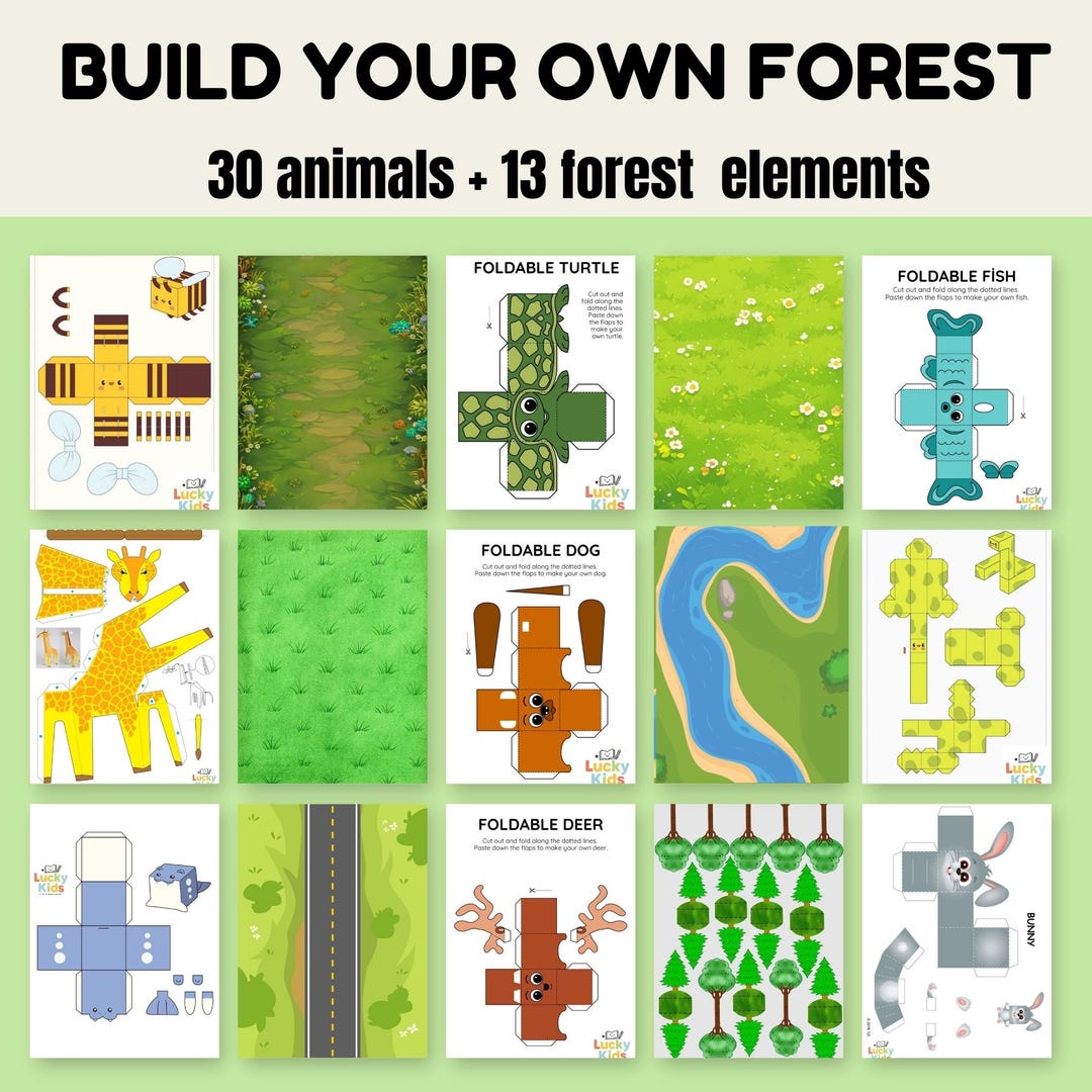 Forest Animal Foldable Craft – Build Your Own Habitat (PDF) - Etsy