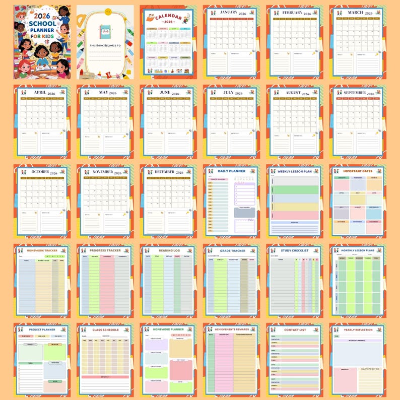2026 School Planner for Kids: Printable Student Organizer (PDF) - Etsy