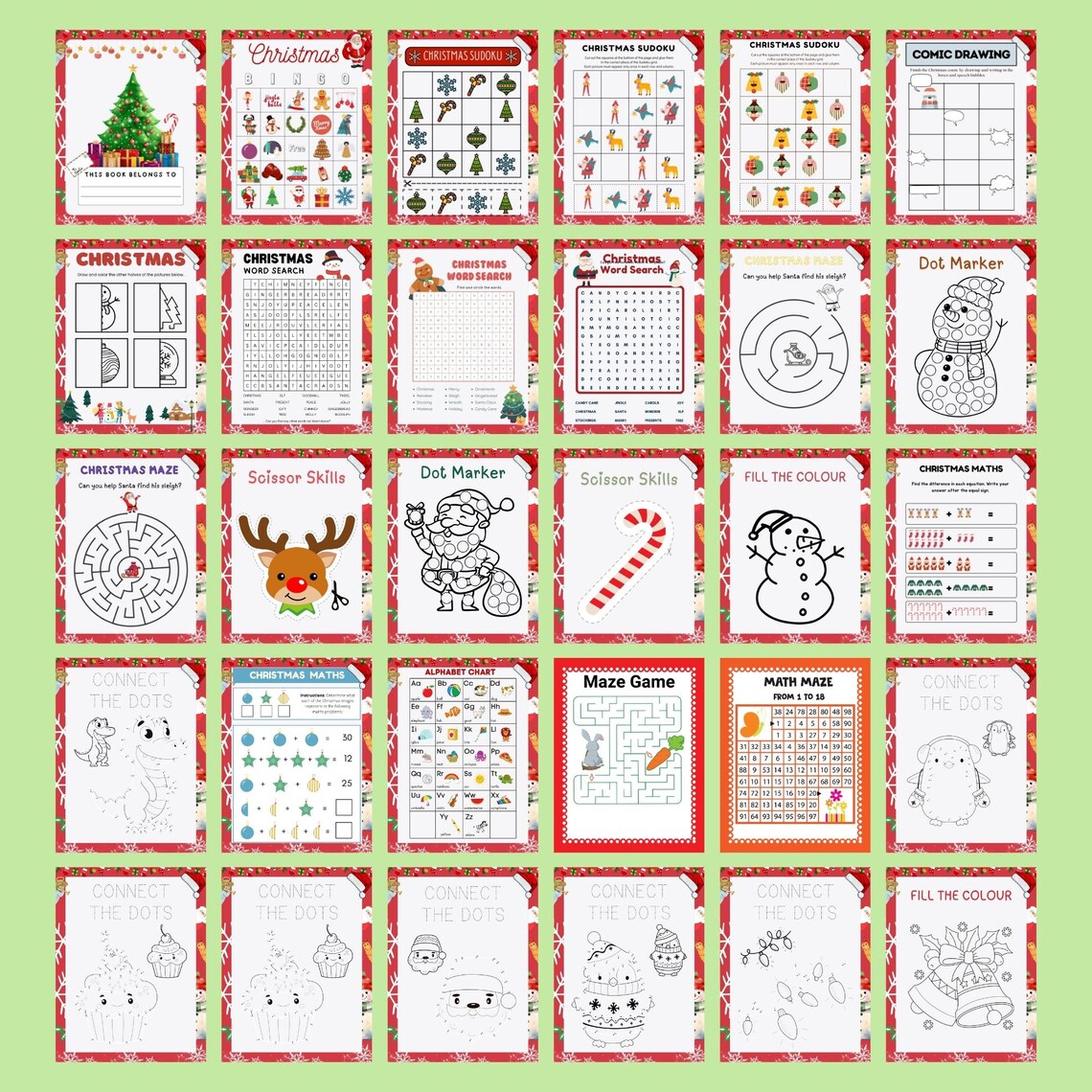Christmas Activity Book for Kids | 100 Pages Printable Worksheets ...