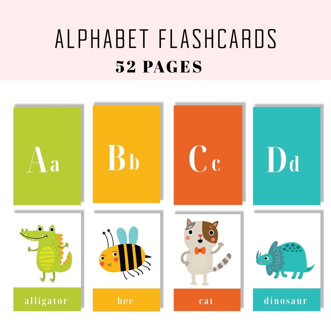 Alphabet Flashcards With Animals: 52 Printable ABC Cards for Kids ...