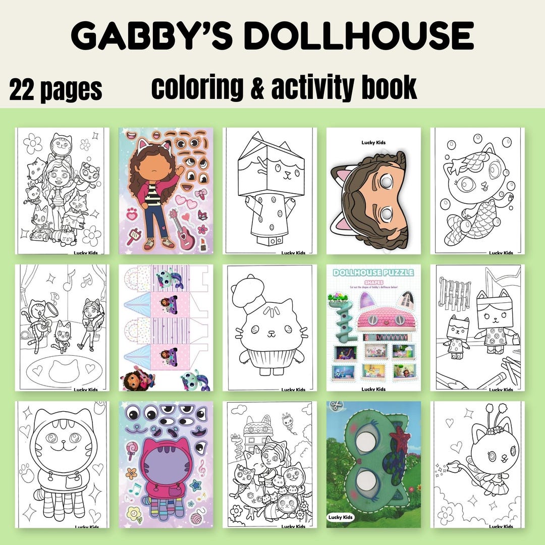 Gabby’s Dollhouse Coloring and Activity Book | 22 Pages | Coloring ...