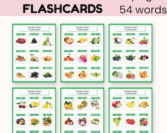 Spanish Fruits Flashcards for Kids | Bilingual Learning (PDF) - Etsy