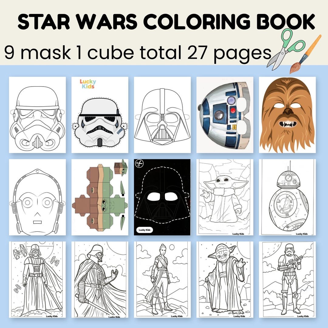 Star Wars Coloring Book – Printable Masks & Cube Craft (digital ...