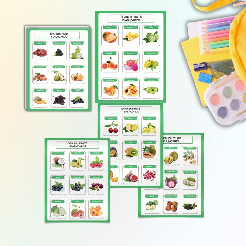 Spanish Fruits Flashcards for Kids | Bilingual Learning (PDF) - Etsy