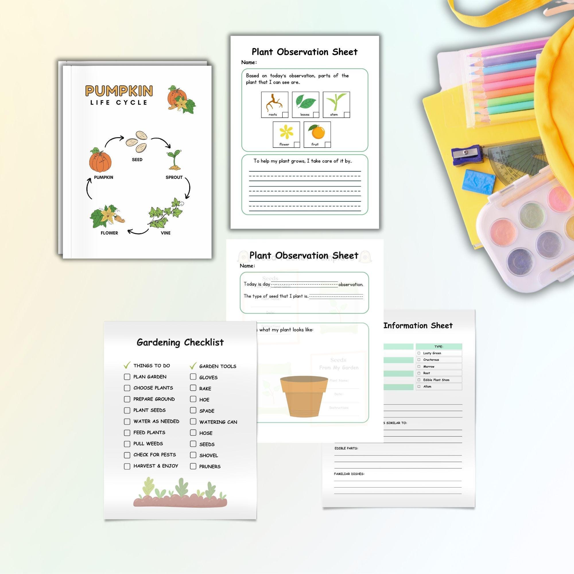 Kids Garden Planner: Printable Gardening Journal & Activity Book (PDF ...