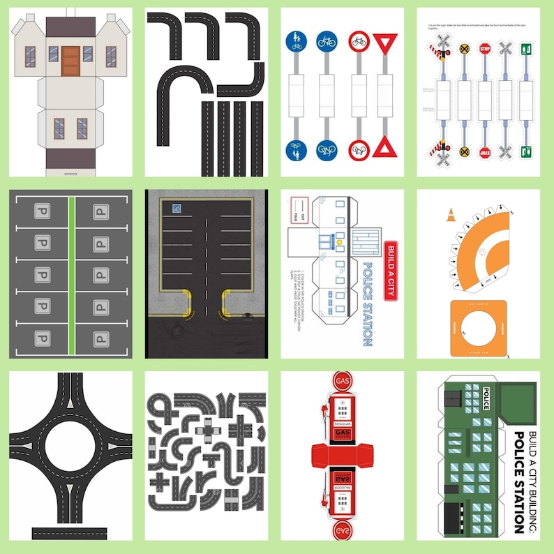 Build Your Own City Paper Craft Set | Printable Cars & Buildings (PDF ...