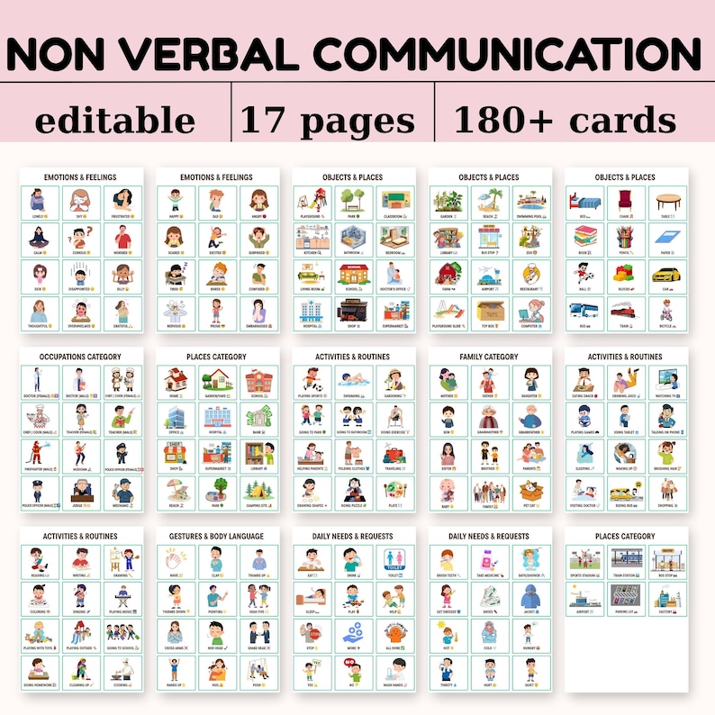 Non-verbal Communication Cards | 180+ Emotion & Action Flashcards ...