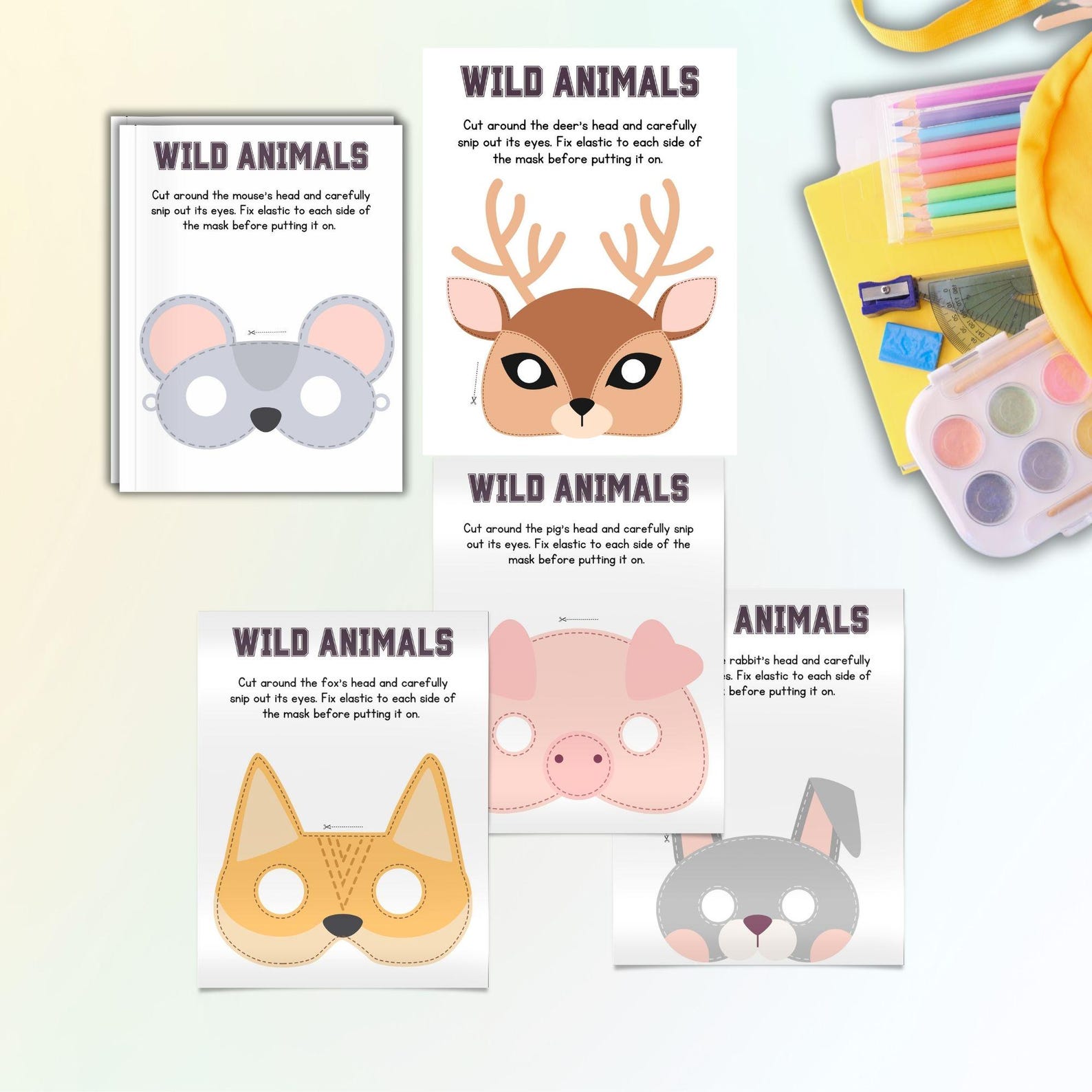 Printable Animal Masks for Kids: DIY Party Activity (PDF Download) - Etsy