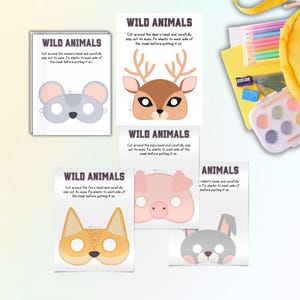 Printable Animal Masks for Kids: DIY Party Activity (PDF Download) - Etsy