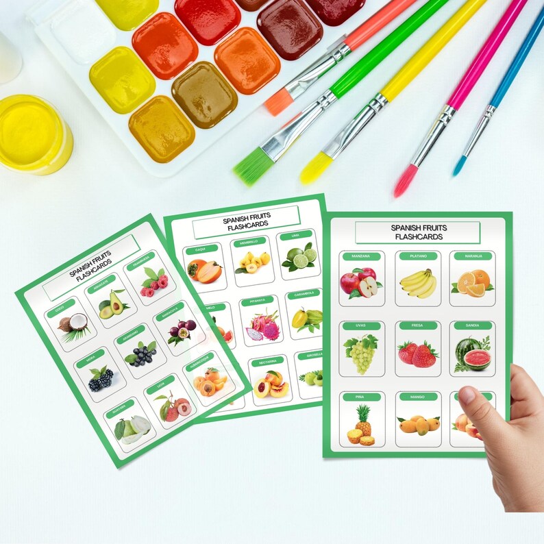 Spanish Fruits Flashcards for Kids | Bilingual Learning (PDF) - Etsy