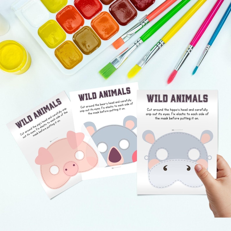 Printable Animal Masks for Kids: DIY Party Activity (PDF Download) - Etsy