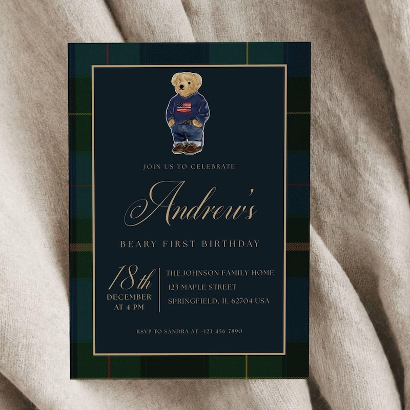 Bear Polo Invitations - Etsy
