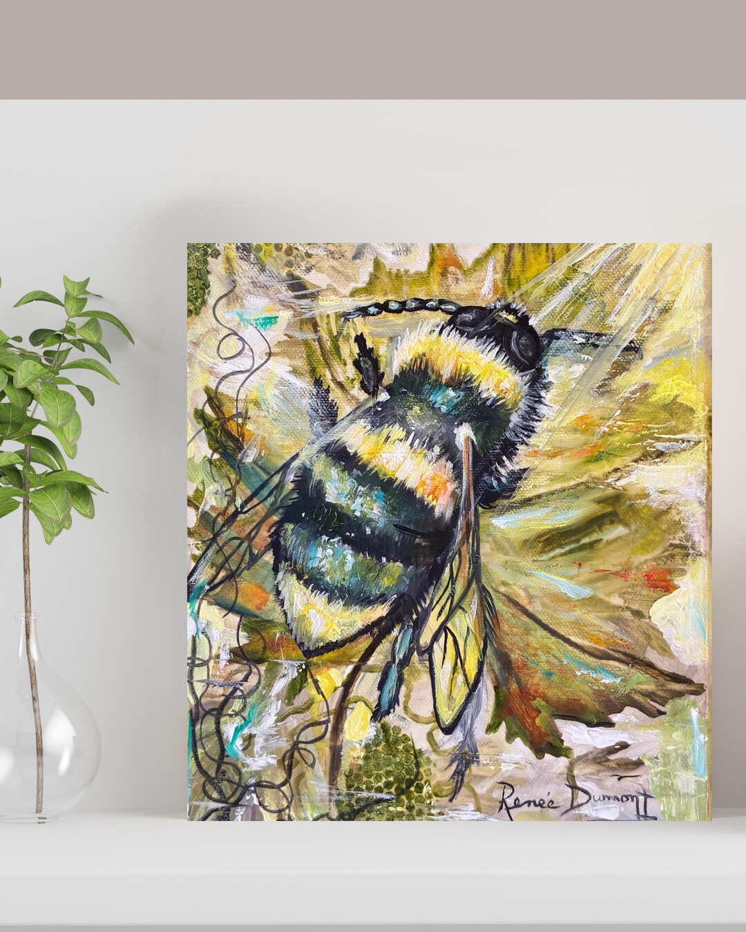 Enduring Grace | Adorable Original Bee Botanical Oil Painting – Nature ...