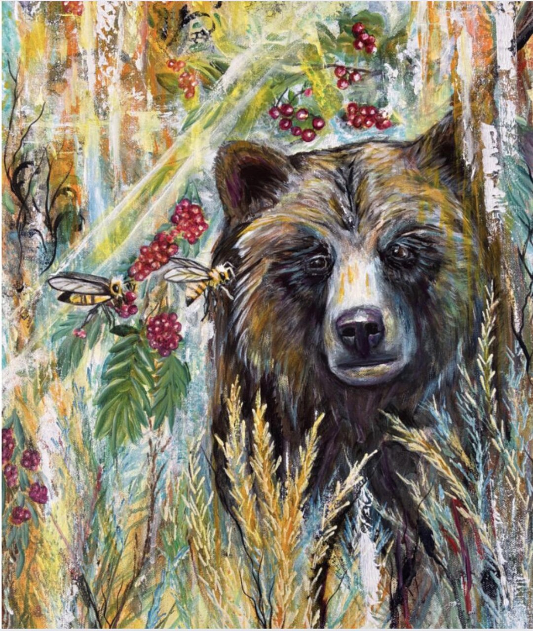 Abstract Bear Oil Painting | Modern Animal Woodland Decor | Wildlife ...