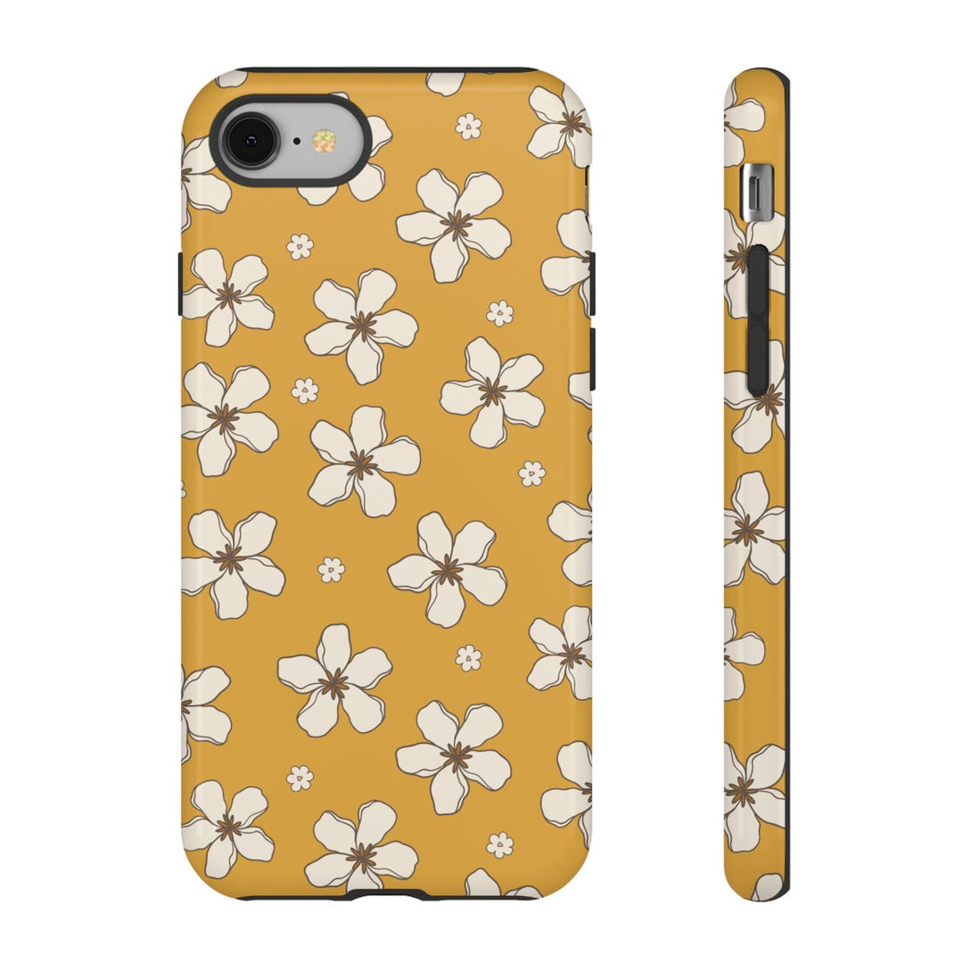 Hand-drawn White Floral Pattern Phone Case | Tough Case - Etsy