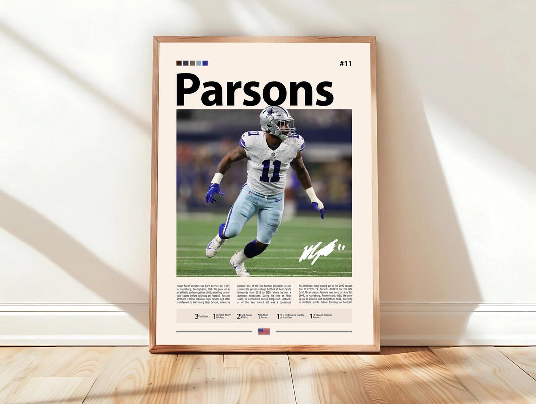 Micah Parsons Poster, Dallas Cowboys Print, NFL Poster, Sports Poster ...