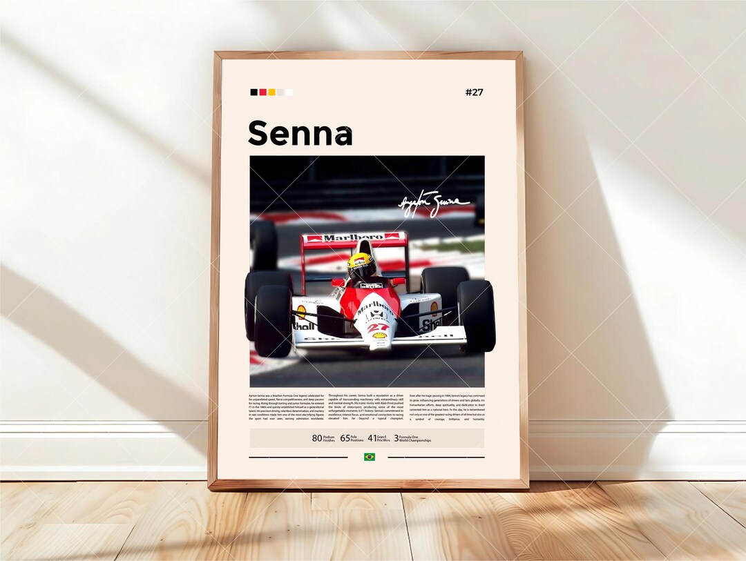 Ayrton Senna Poster, Formula One Poster, F1 Racing Poster, Motorsports ...