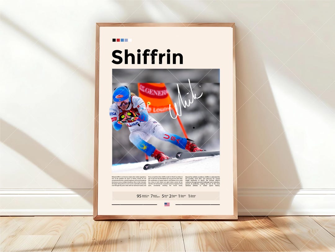 Mikaela Shiffrin Poster, Team USA Skiing Poster, Skiing Gifts, Sports ...