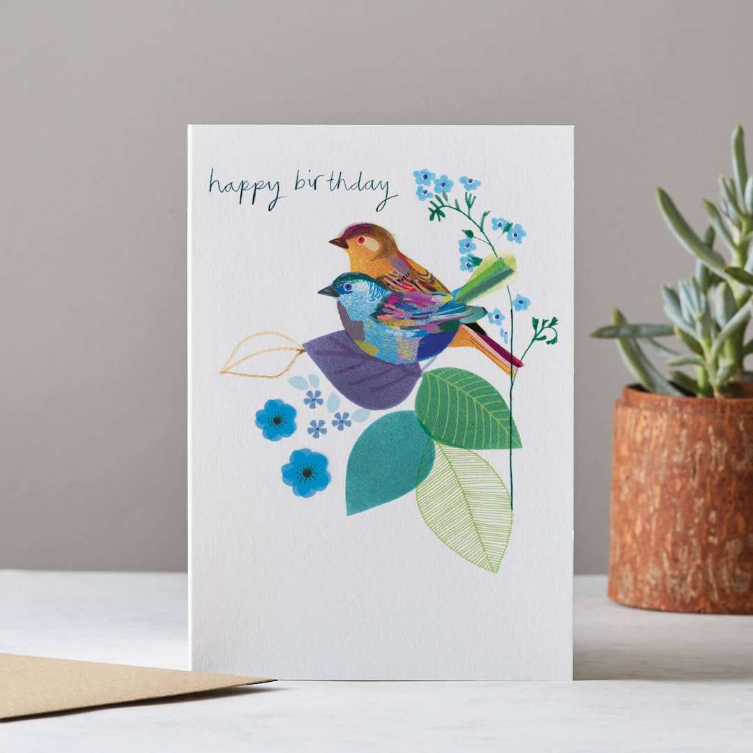 Happy Birthday Card Blue Bird Card LT056 - Etsy