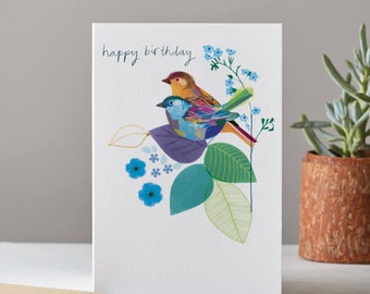 Bird Happy Birthday Card | Etsy