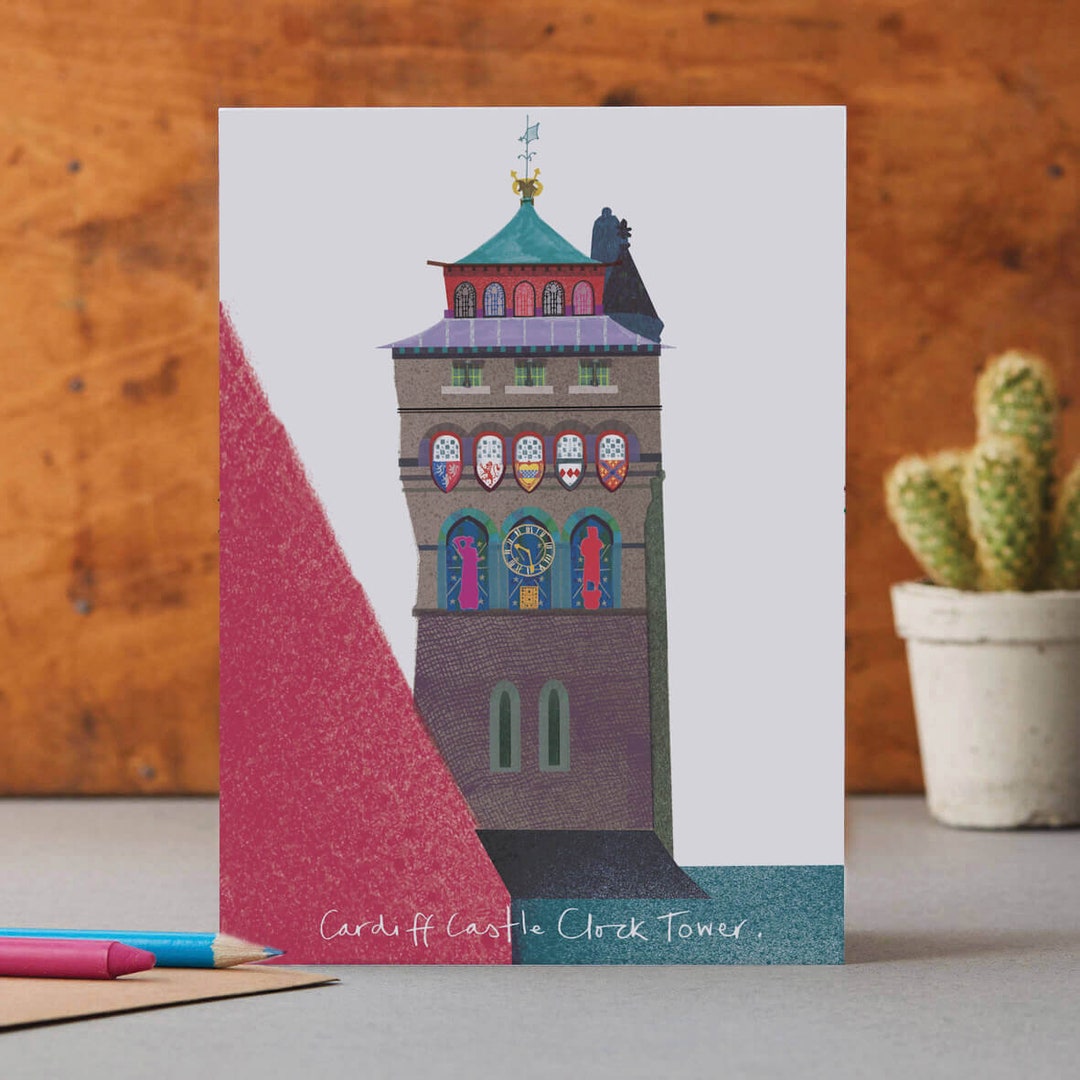 Cardiff Clock Tower Card Historic Wales LM131 - Etsy